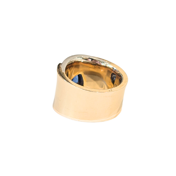 14K Yellow Gold Ultra-wide Blue Sapphire & Diamond Canyon Ring ...