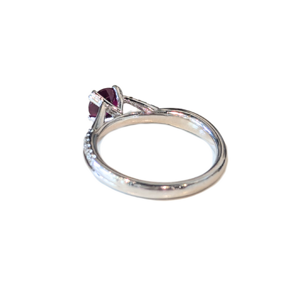 14k White Gold Ruby & Diamond Twist Engagement Ring - Francis Jewellers
