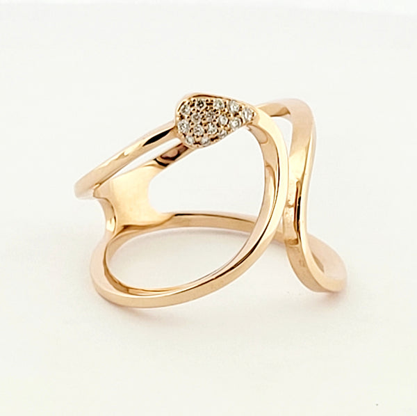 14K R/G Swirl Designed Fashion Ring with Diamond Accent - Francis Jewellers